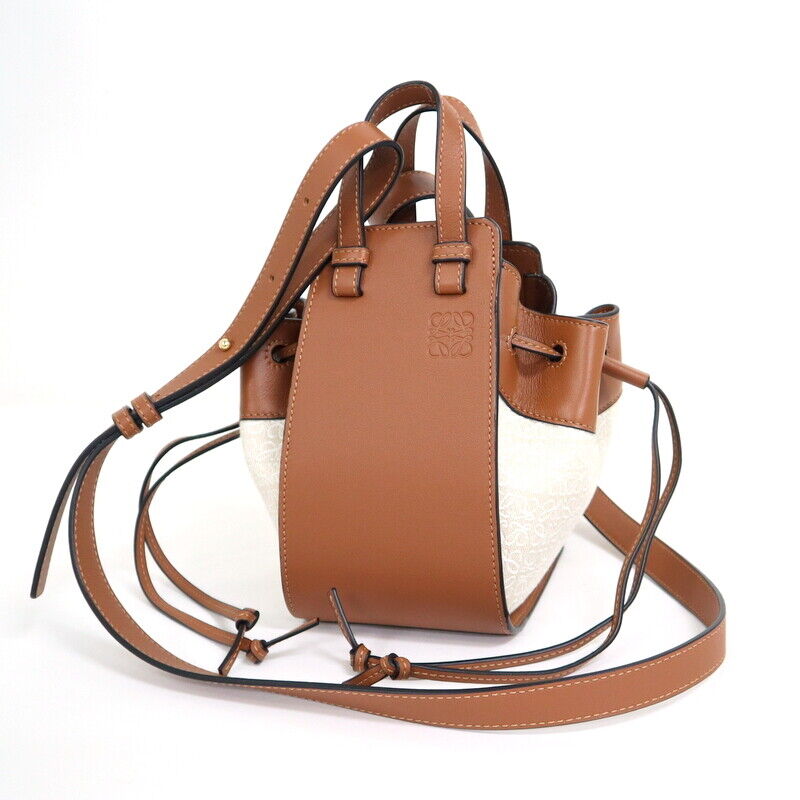 Loewe Hammock Bag Drawstring Mini A538V07X11 Ecru Tan Canvas Loewe Hammock Bag Drawstring Mini A538V07X11 Ecru Tan Canvas