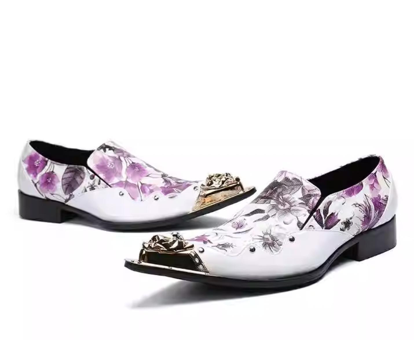 Men's Wedding Dress Floral Metal Pointe Toe Oxfords Business Casual ...