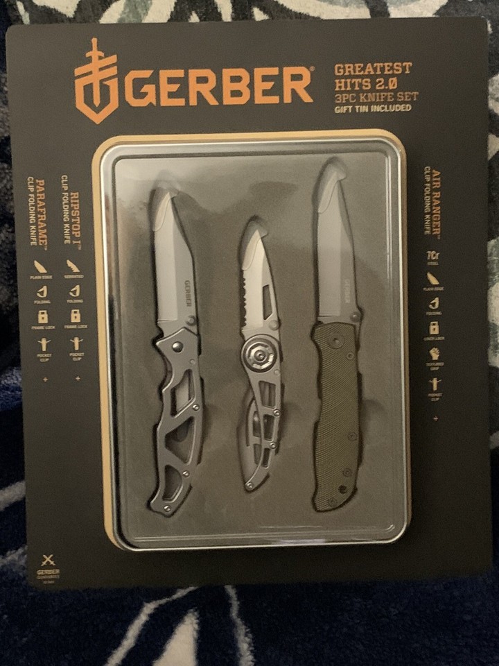 GERBER GREATEST HITS 2.0 3 piece knife set with GIFT TIN included | eBay