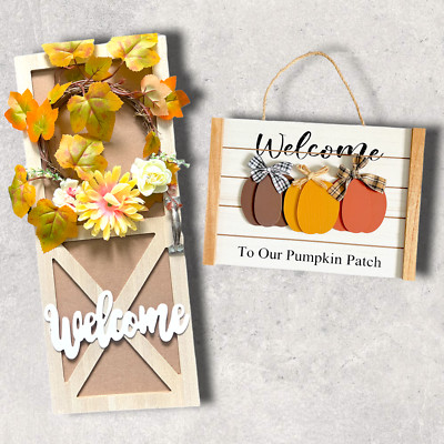 Autumn Fall Decorative Hanging Plaques Seasonal Decor Mid Size Welcome ...