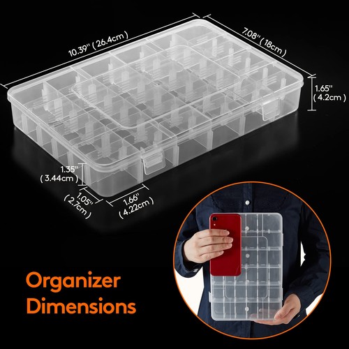 Lifewit 2 Pack 36 Grids Organiser Storage Box Fishing Tackle Box Clear ...