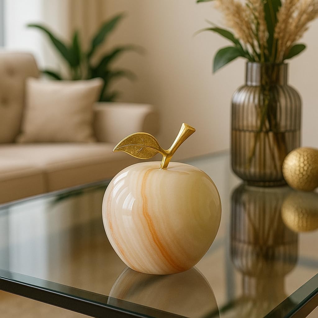 Natural Onyx Stone Marble Apple Handmade Home And Office Decorative ...