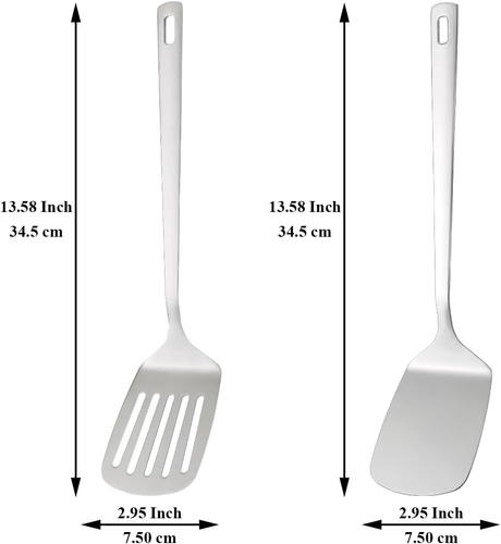 Stainless Steel Spatulas Set Silver Slotted Turner Solid Turner Kitchen ...
