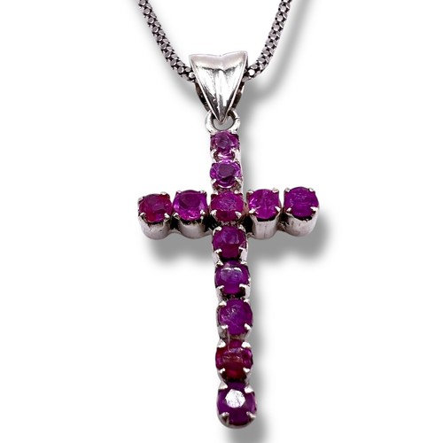 Ruby Rubies Cross Sterling Silver Natural Genuine Gemstone Pendant Necklace 18" | eBay