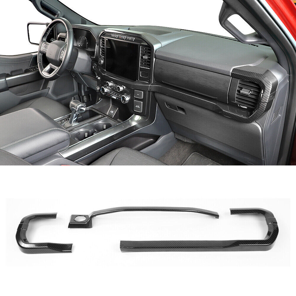 Dashboard Center Control Trim Decor Full Kit For Ford F-150 2021+Carbon ...
