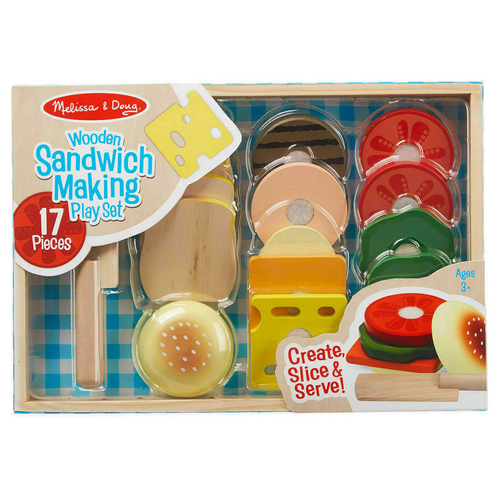 Melissa & Doug - Sandwich making Set 17 Pieces Wooden Play Food | eBay ...