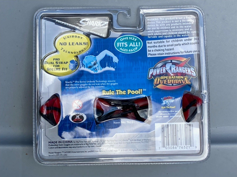 Sharkz Power Rangers Operation Overdrive Red & Black Swim Goggles Youth ...