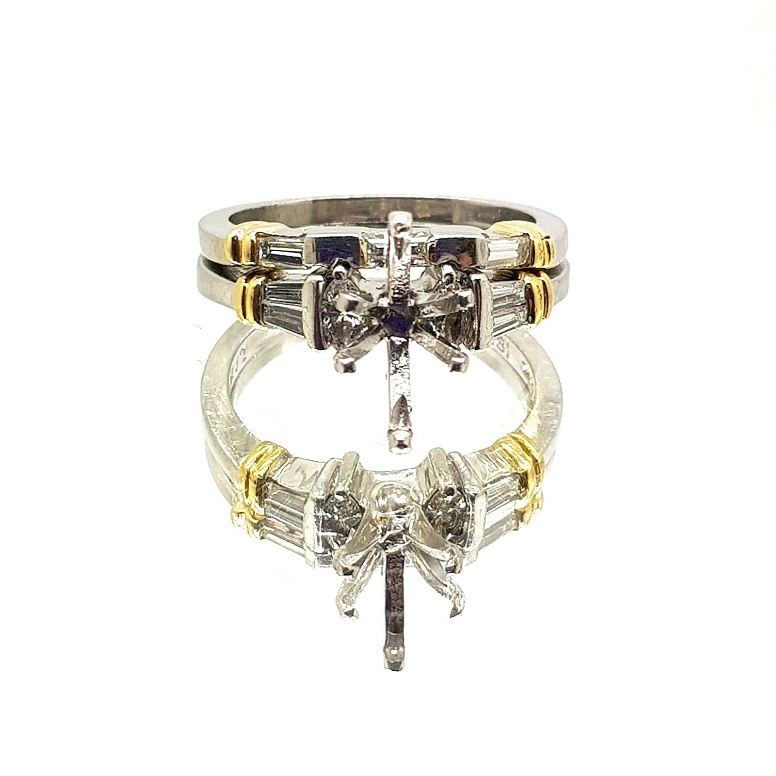 NAJ PLATINUM & 18K GOLD WEDDING SET SEMI MOUNT RING & BAND 5.5US | eBay