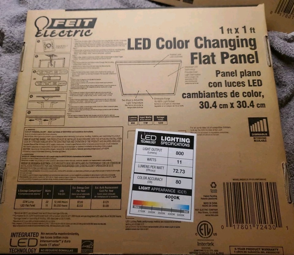 2-Feit Electric 1 Ft X 1 Ft LED Color Changing Flat Panels. No Bulbs | eBay
