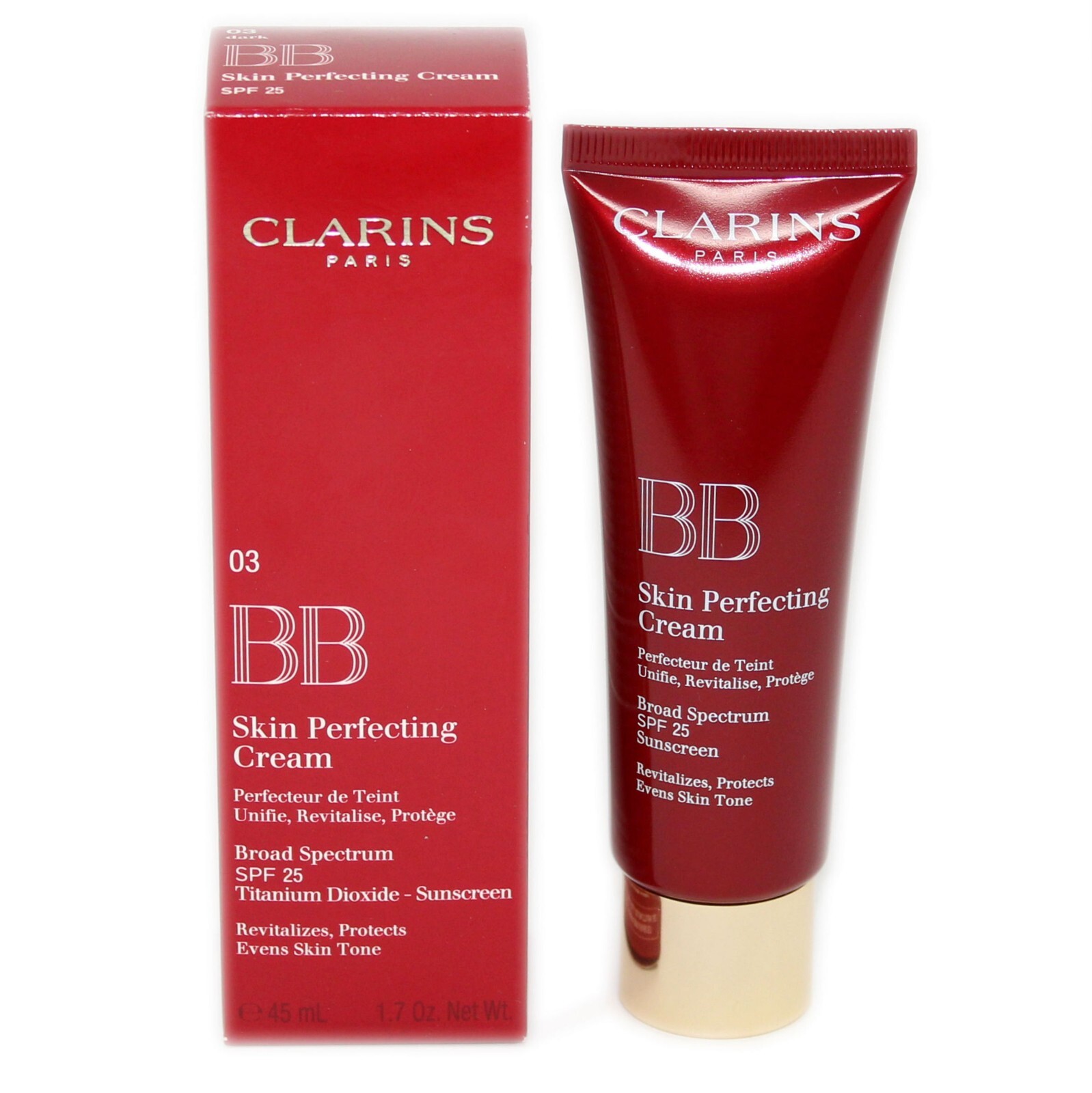 CLARINS BB SKIN PERFECTING CREAM SPF 25 TITANIUM DIOXIDE SUNSCREEN 45ML ...