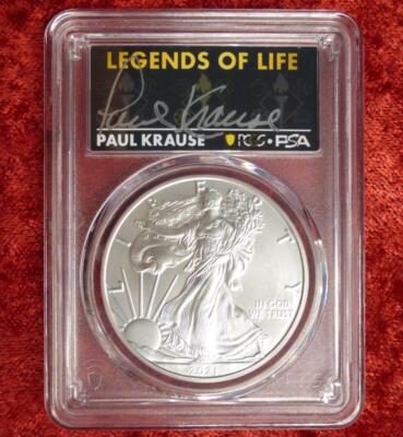 2021 PCGS MS 70 Last Day of Production Silver Eagle $1, Paul Krause ...