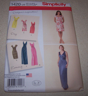 SIMPLICITY PATTERN 1420 SIZE US 16-24 DESIGNER'S DRESS NEW IN PKG | eBay