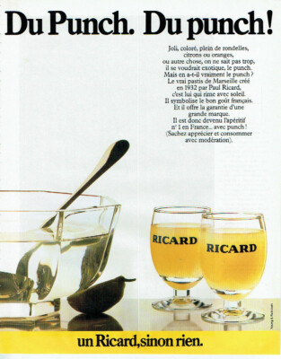publicité Advertising 0621 1984 Ricard sinon rien apéritif anisé Du ...
