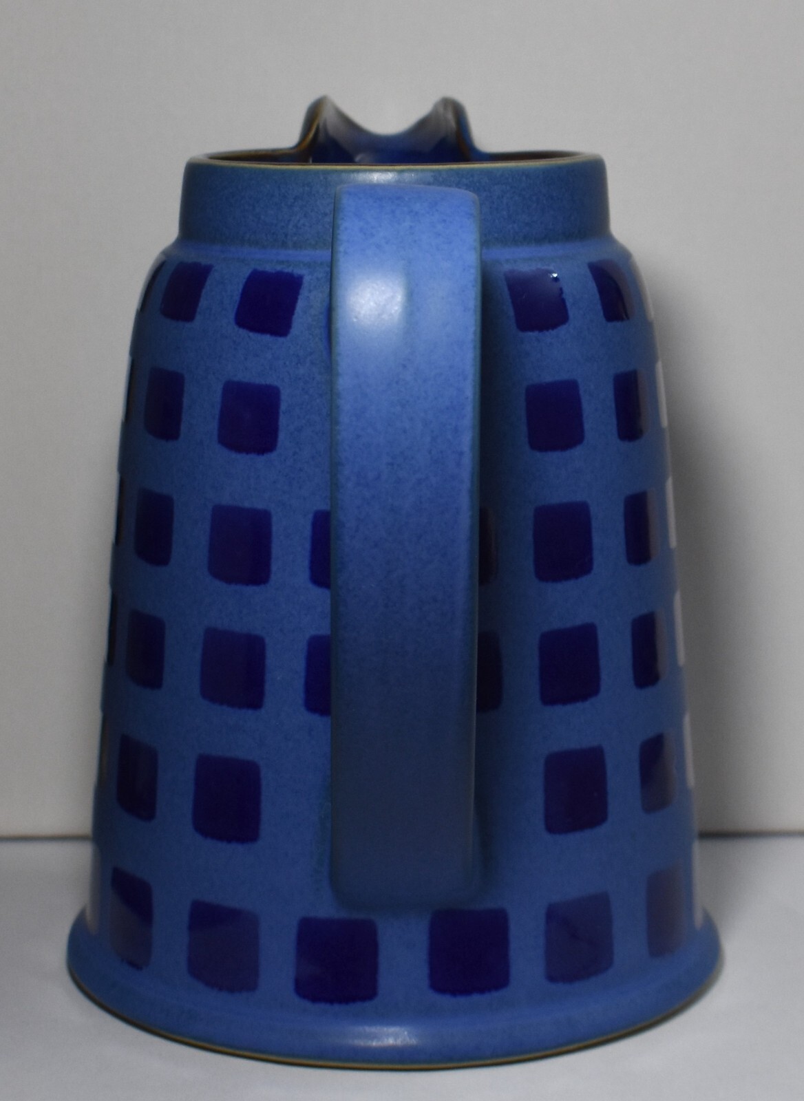 Denby England Handcrafted Pottery Pitcher Cobalt Blue Checked Reflex ...