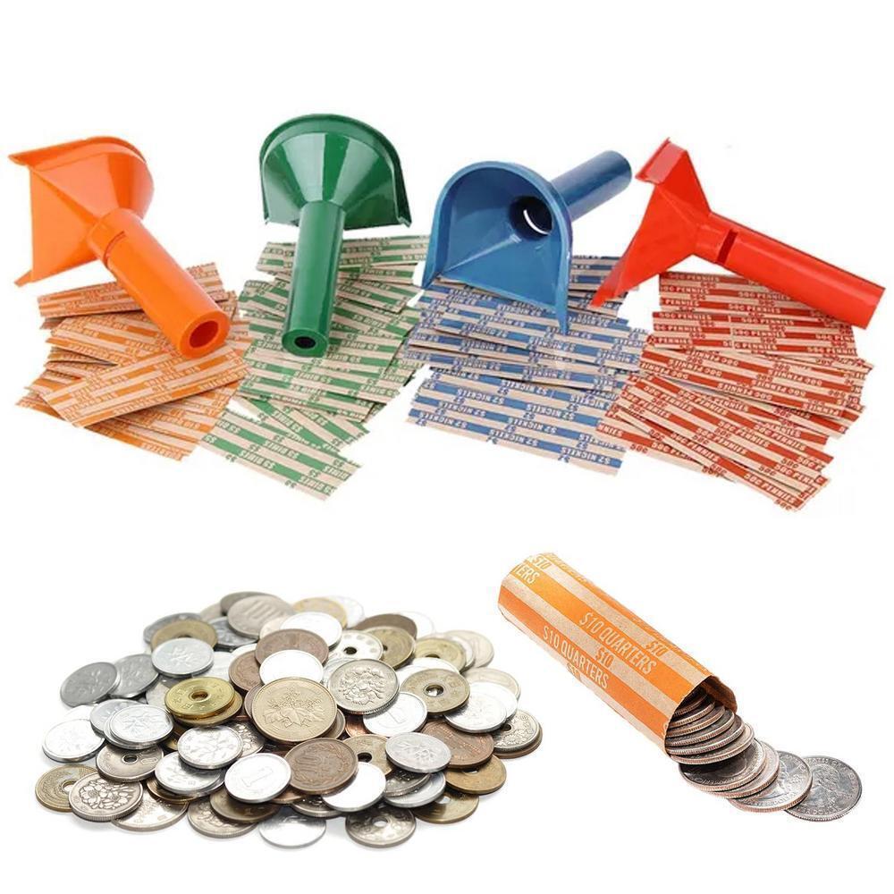 4PCS/SET 4 Color-Coded Coin Storage & Sorter Tubes Assorted Wrappers ...