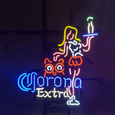 Girl Waiter Hooters Beer Neon Signs Glass Open Bar Party Glass Artwork ...
