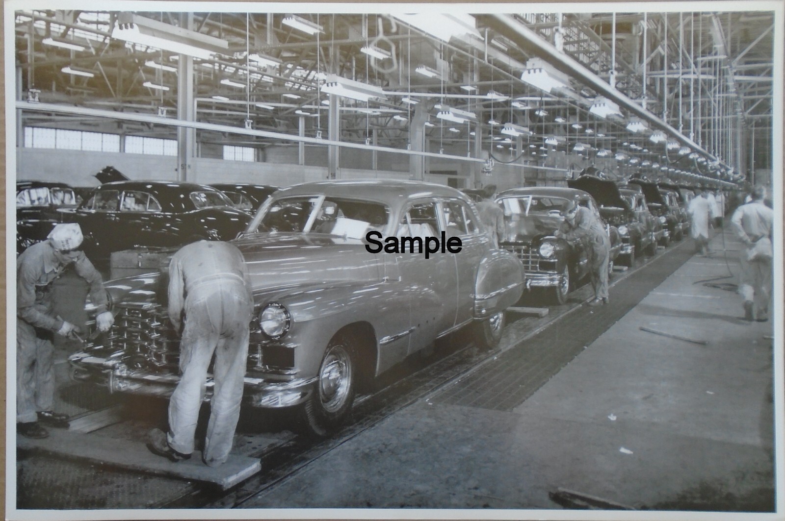 12 By 18 Inch Black And White Picture of a 1940's Cadillac Assembly ...