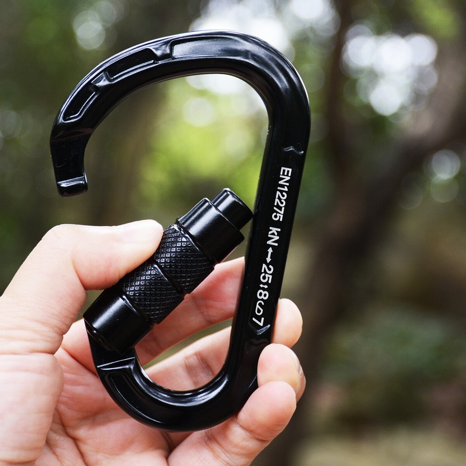 25KN HMS Pear-shape Auto-locking Carabiner Belaying Rappelling Anchor ...