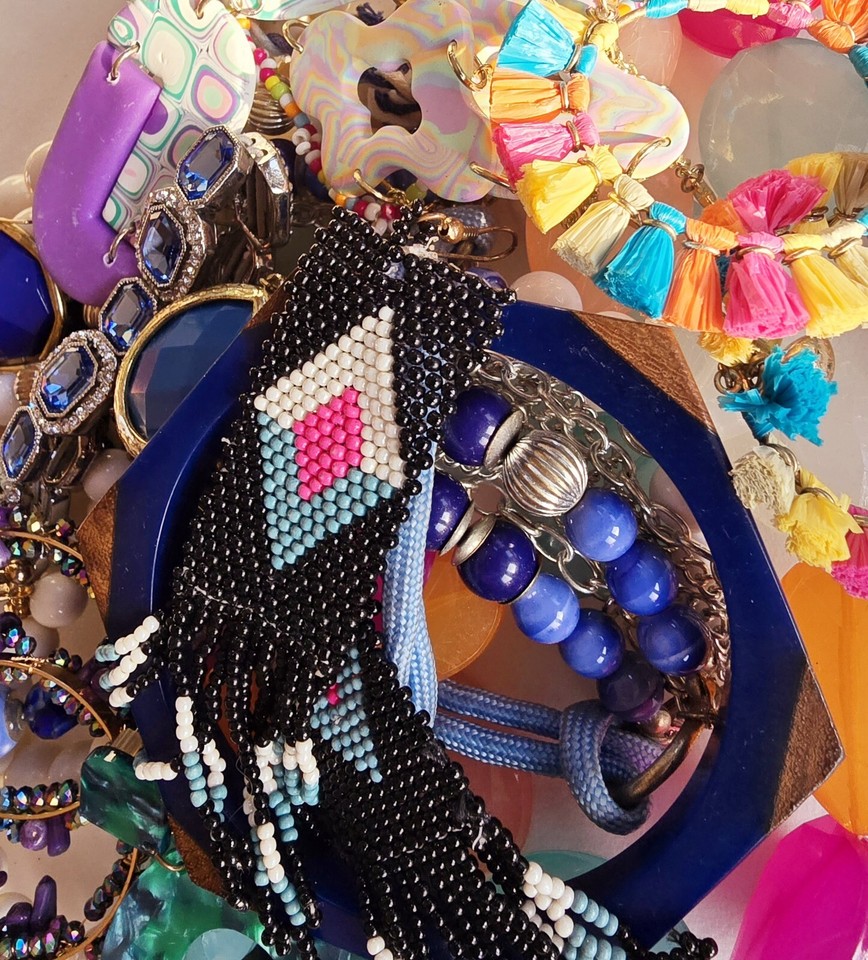 Vintage Now Estate JUNK DRAWER Jewelry Lot ALL Wearable Harvest Craft ...