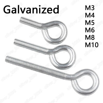 Galvanized Steel Eye Hooks Turned Eye Bolts M3 M4 M5 M6 M8 M10 | eBay