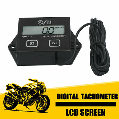 Tach/Hour Meter Digital LCD RPM Tachometer Motorcycle Go Kart Gas ...
