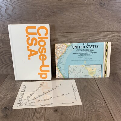 NATIONAL GEOGRAPHIC SOCIETY CLOSE UP USA Index Book & US Map W ...