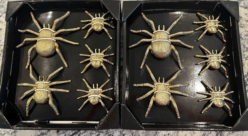Set of 10 Halloween Gold Metal Tarantula Spiders wall decor moody ...