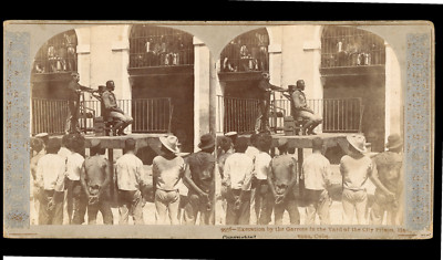 Cuba, Havana, Prisonnier exécuté par une garrotte, ca.1900, stéréo ...