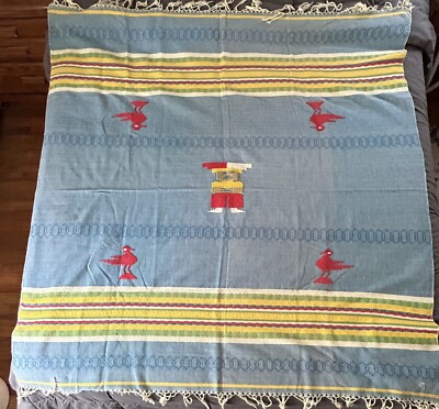 Mayan Aztec Hand Woven Hand Loomed Blanket Rug Tapestry 52” x 54” | eBay