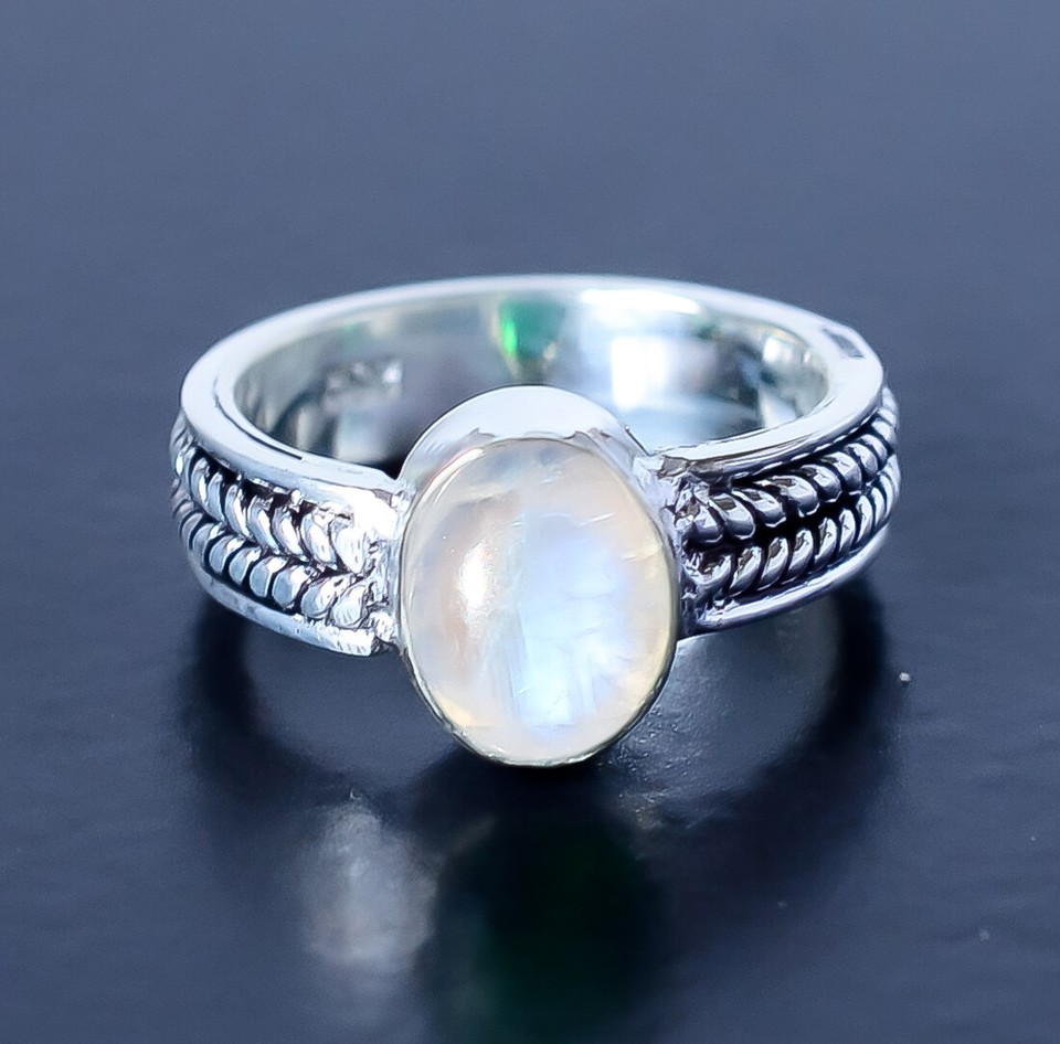 Rainbow Moonstone Gemstone 925 Sterling Silver Handmade Man's Gifted ...