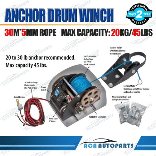 Free Fall 45 Electric Anchor Winch Saltwater Boat Marine Remote Control ...