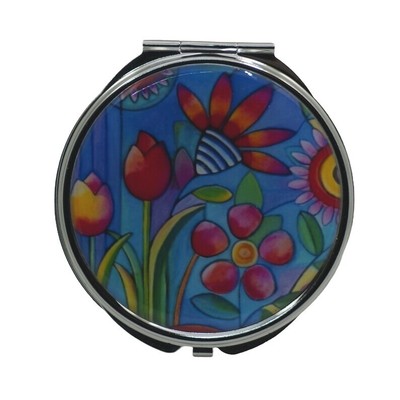 Bright Flowers, Floral, Large Pill Box, Mirror, Three Sectioned Pill ...