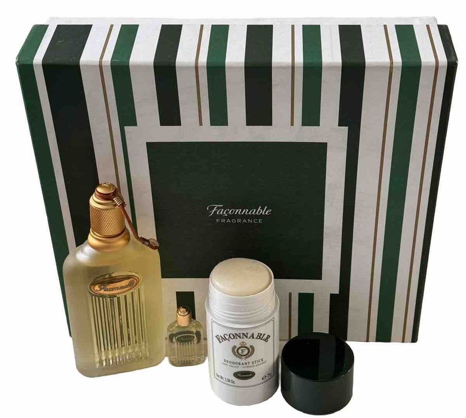 FACONNABLE MEN Set: 3.3 oz EDT Spray, 3.3 oz /4.5mL Mini & Deo Stick 2. ...