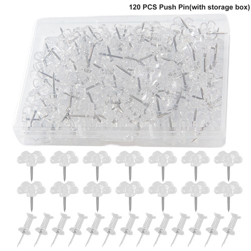 120pcs Map Thumb Tack With Storage Box Artworks Clear Plastic Pinboard ...