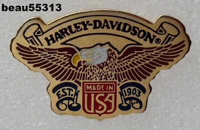 ⭐ HARLEY DAVIDSON "EAGLE" MOTORCYCLE SOLID BRASS MADE IN USA VEST PIN ...