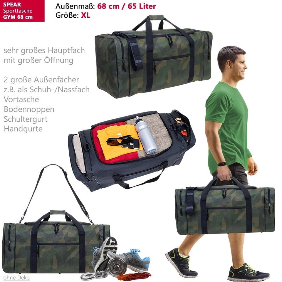 Sporttasche Herren Damen Spear Gym 68 cm Reisetasche Sport Bag XXL groß ...