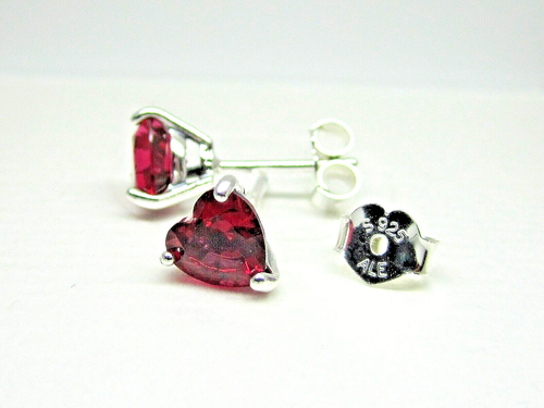 Authentic Pandora #292549C01 Red Heart Stud Earrings with Red Crystal ...