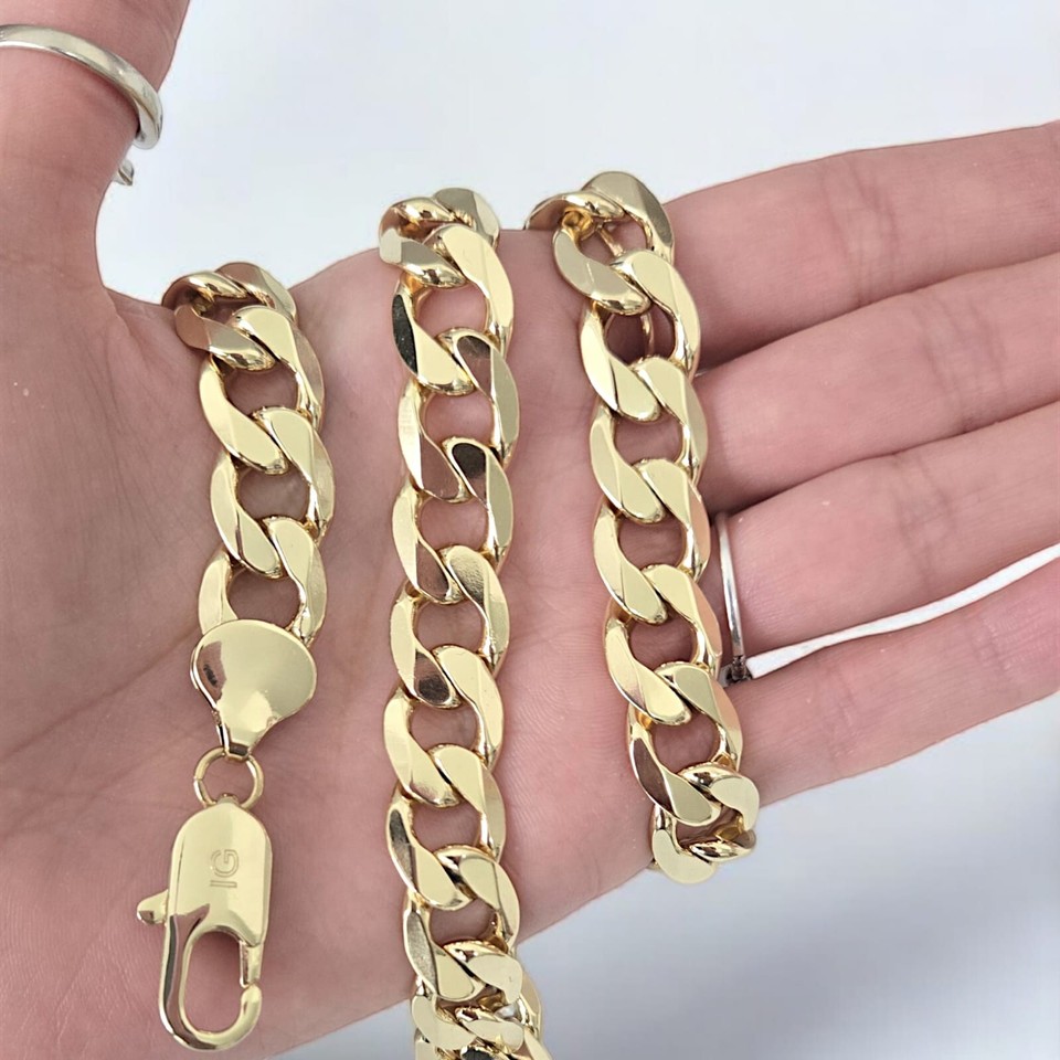 Mens 9ct Gold XP 12mm Curb Chain 24inch Length, Huge Chunky Chain | eBay UK