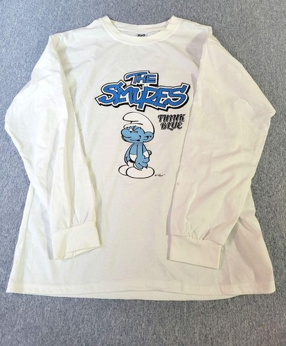Smurf The s Long Sleeve Cut And Sew White The Smurfs | eBay