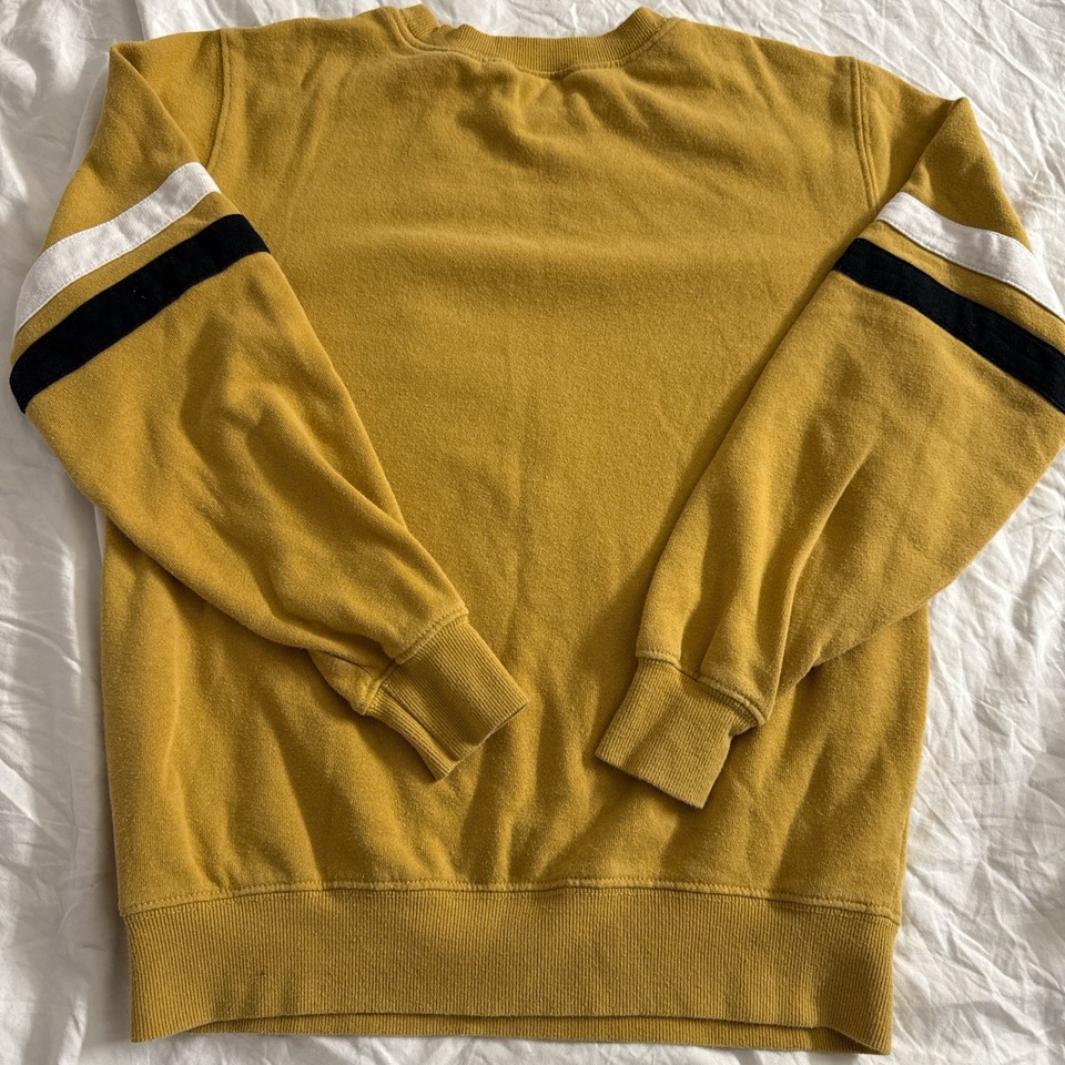 Disney Mickey Mouse Yellow Pullover Sweater Crew Neck Graphic Print Men ...