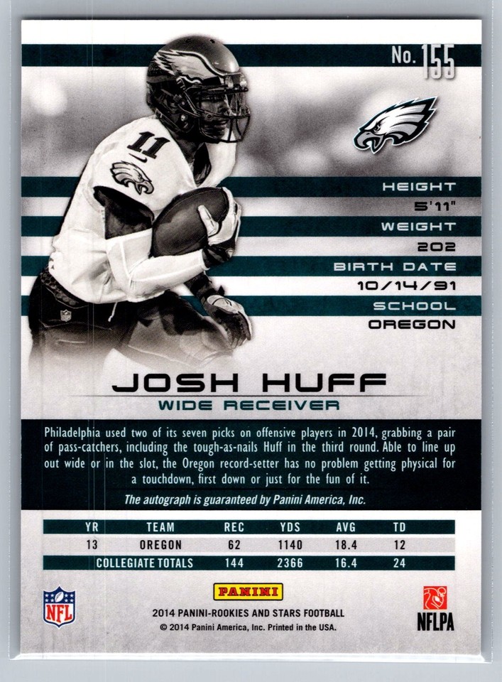 Josh Huff 2014 Rookies & Stars Rookie Autograph /10 #155 | eBay