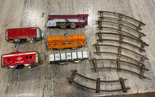 Vintage Hafner 1010 Windup Locomotive Train Set Working Tin Litho With ...
