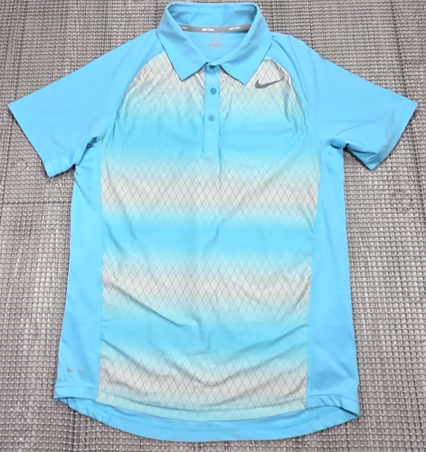 Nike Roger Federer RF Basel Indoor Polo Tennis Shirt S Blue White Rafa ...