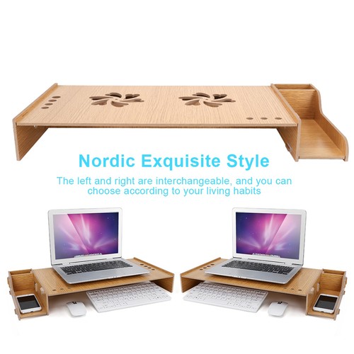 DIY Office Desktop Monitor Riser Storage Box Wooden Rack PC Laptop ...
