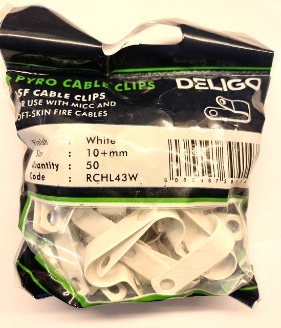 Deligo LSF Coated White Pyro Cable Clips 10mm RCHL43W (50 Pack) Fire ...