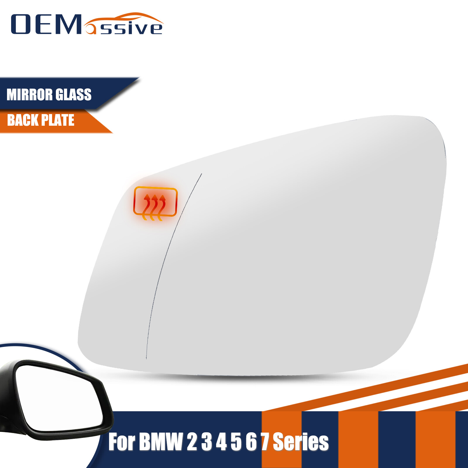 For BMW F20 F30 F34 F36 F80 Left Driver Side Mirror Glass Heated Convex ...