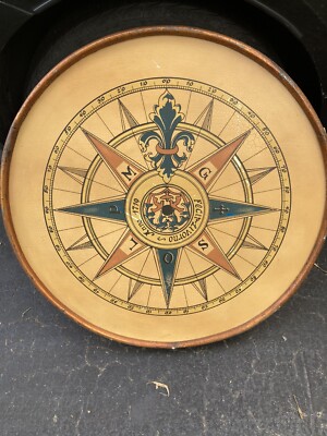 Old Wood Painted Compass Rose Italian Table Wall Hanging 24” Diameter ...