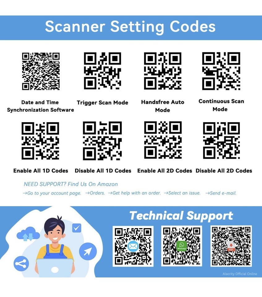 Alacrity Upgraded 2D Industrial Barcode Scanner with Wireless Charging ...