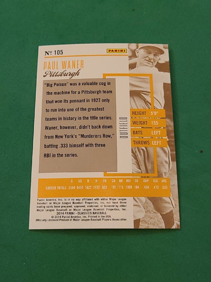 2014 Paul Waner Panini Classics #105 | eBay