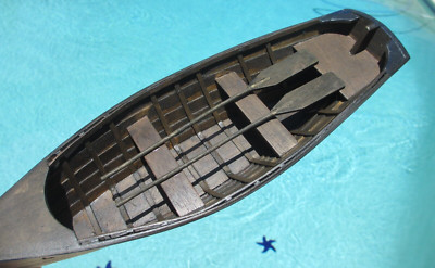 Rustic red white blue small Wood ROWBOAT Skif Dory CANOE model row boat ...